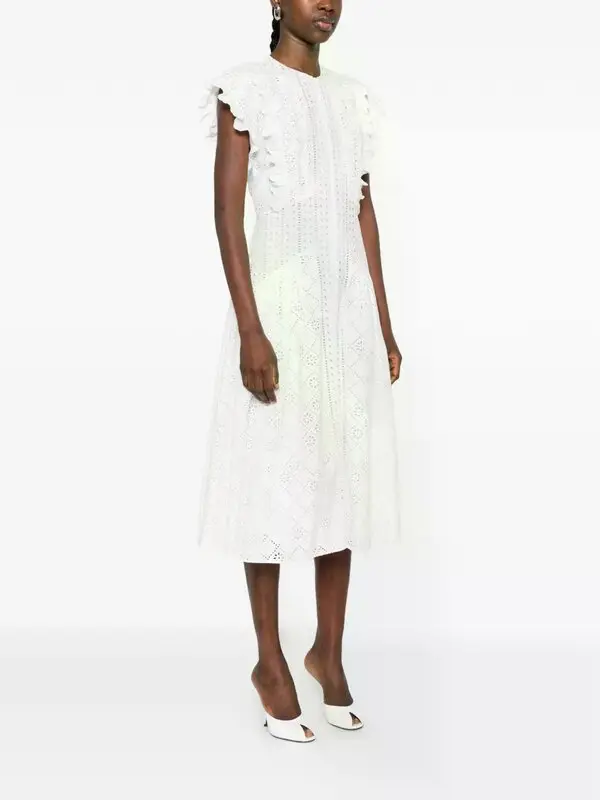 Alberta Ferretti Ruffled Eyelet A-line Dress