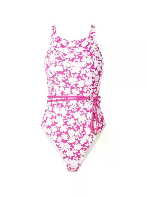 Michael Kors Floral-print Belted One-piece Swimsuit - Pink