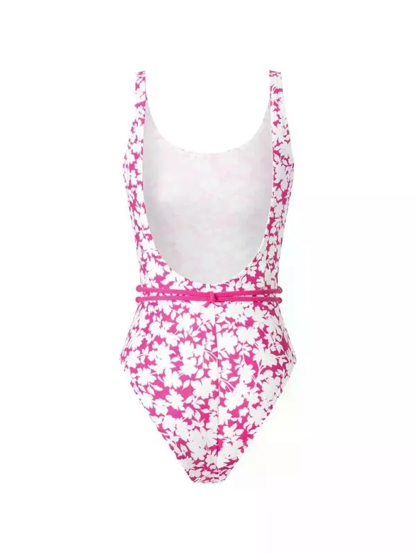 Michael Kors Floral-print Belted One-piece Swimsuit