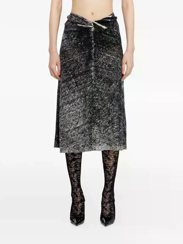 DIESEL® M-livette Midi Skirt With Twisted Waist
