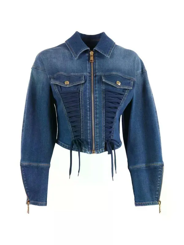 Elisabetta Franchi Denim Jacket With Crossover Laces
