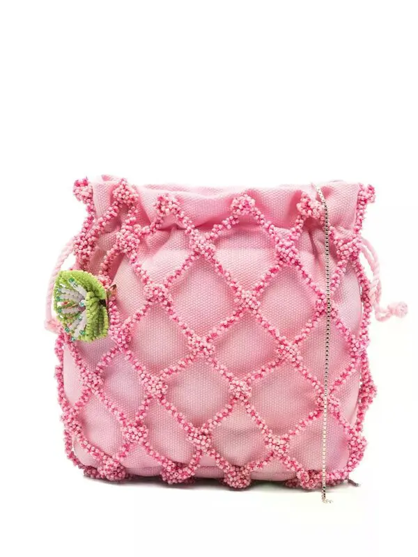 Rosantica Selene Marea Beaded Appliqué Cross Body Bag - Pink