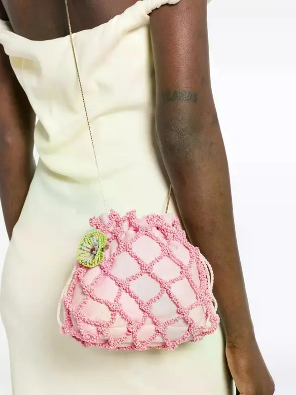 Rosantica Selene Marea Beaded Appliqué Cross Body Bag - Pink