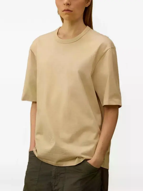C.P. COMPANY Mercerized Jersey 30/2 Twisted Short-sleeve Embroidery T-shirt - Neutrals