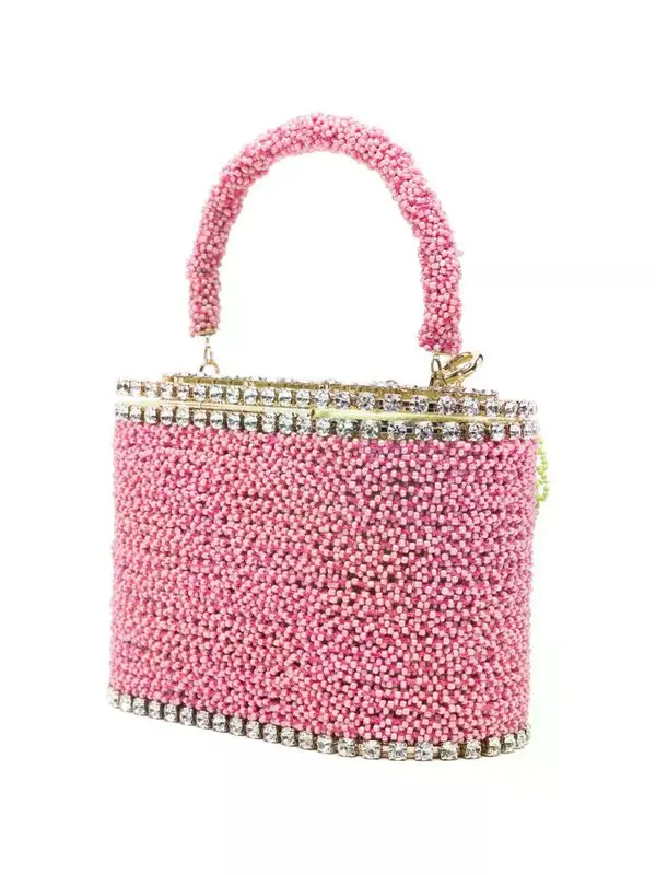 Rosantica Mini Beaded Tote Bag With Flower Detail - Pink
