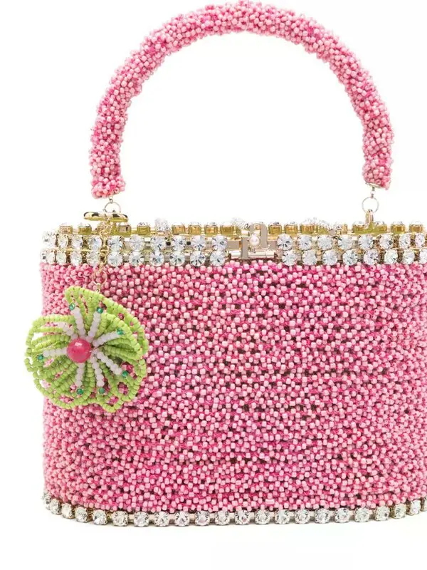 Rosantica Mini Beaded Tote Bag With Flower Detail - Pink