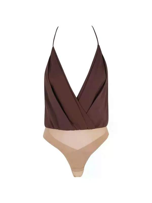 Elisabetta Franchi Georgette V-neck Top - Brown