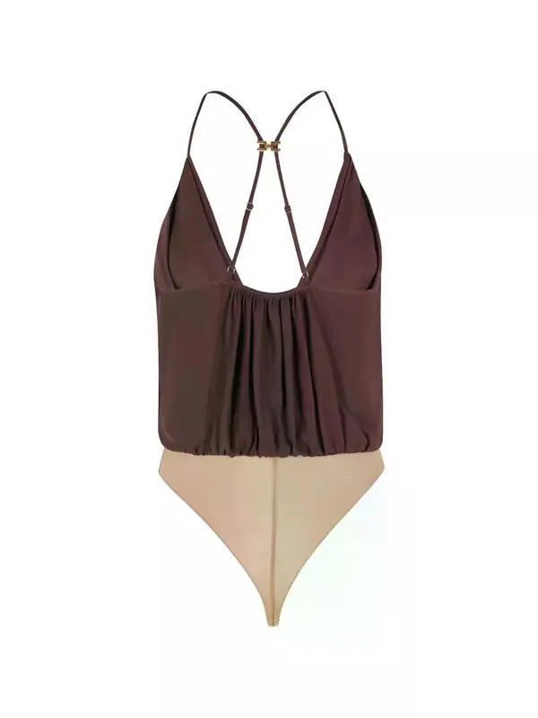 Elisabetta Franchi Georgette V-neck Top - Brown