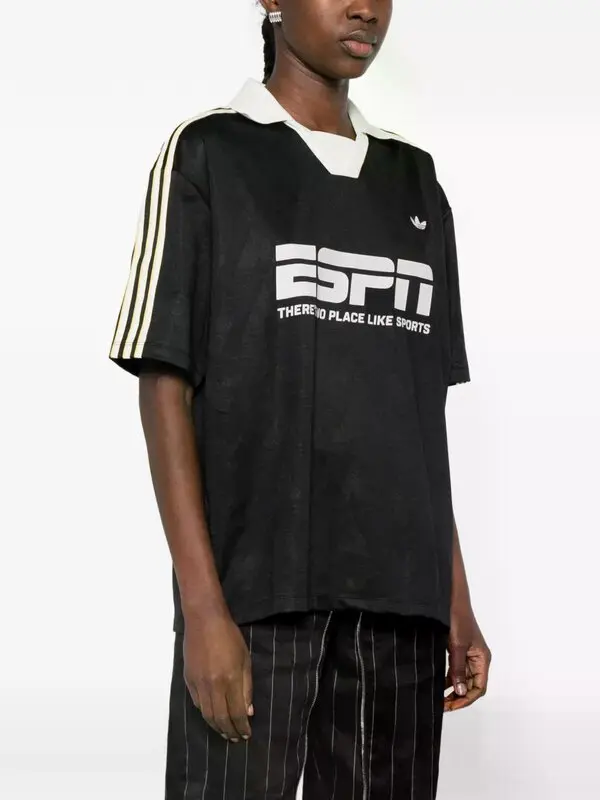 Adidas Striped Collared T-shirt - Black
