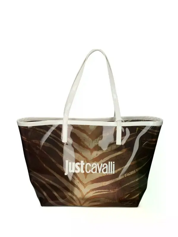 Just Cavalli Tiger-stripe Printed Tote - Brown