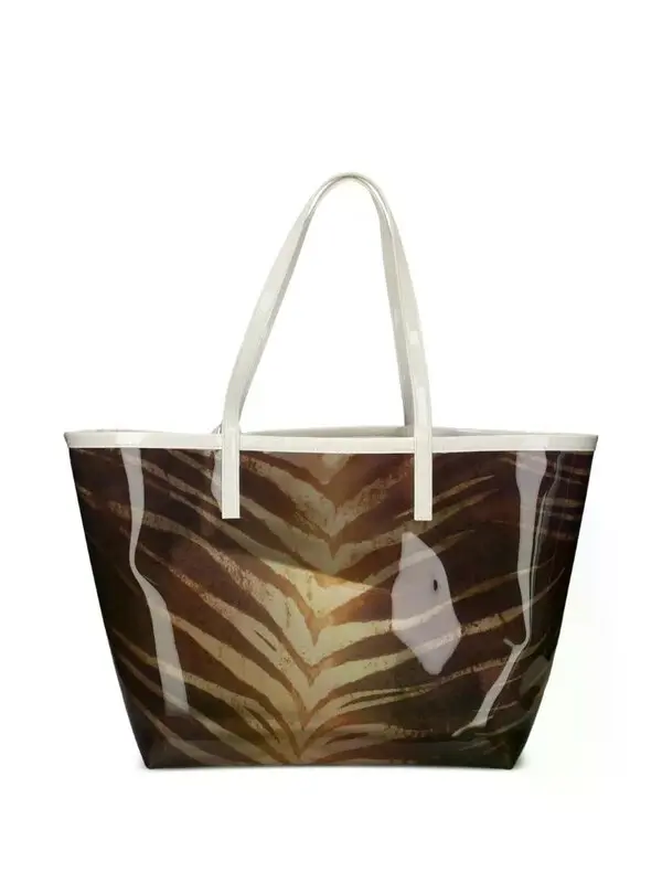 Just Cavalli Tiger-stripe Printed Tote - Brown