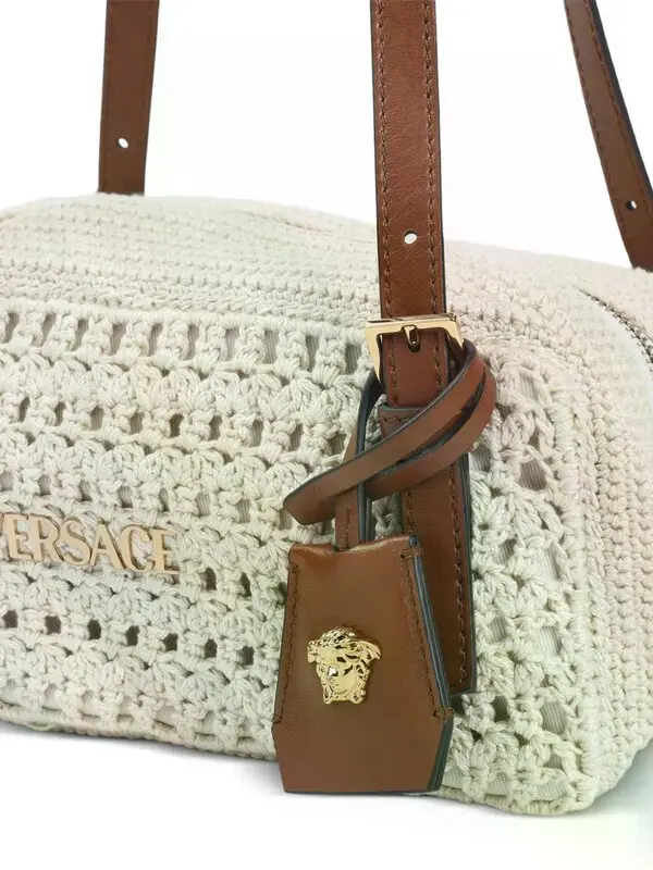 Versace Crochet Shoulder Bag With Medusa Charm