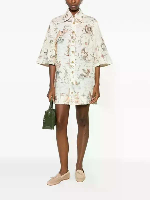 Zimmermann Buttoned Graphic Mini Dress