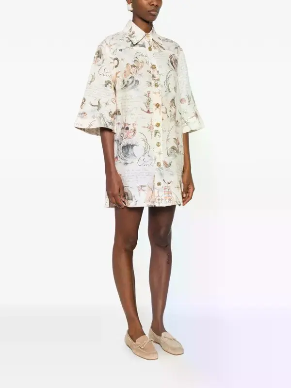 Zimmermann Buttoned Graphic Mini Dress