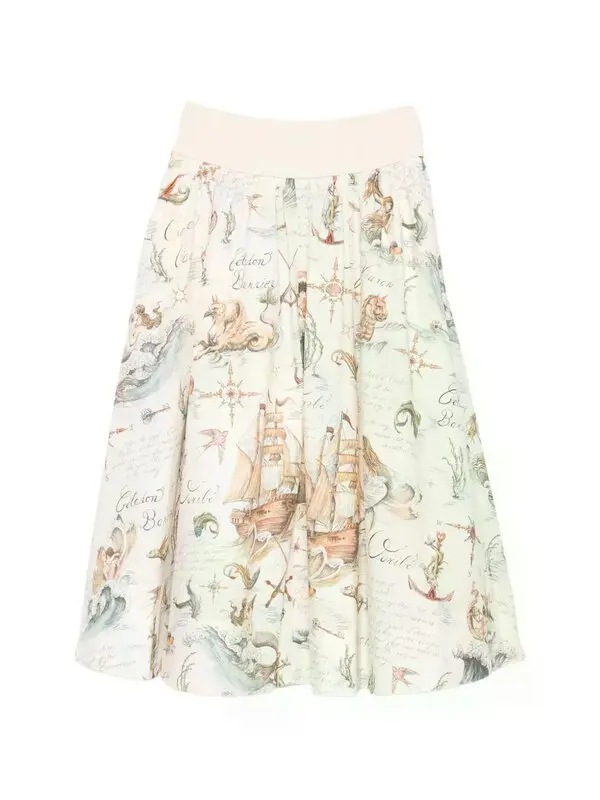Zimmermann Printed Ribbed Midi Skirt