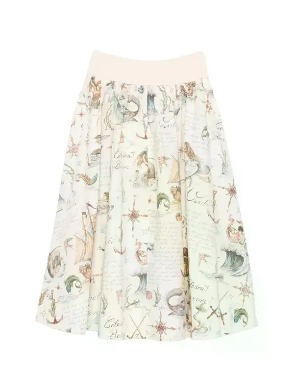 Zimmermann Printed Ribbed Midi Skirt