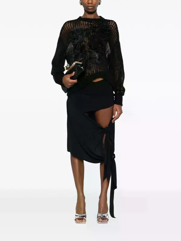 Attico Feather-appliqué Open Knit Sweater
