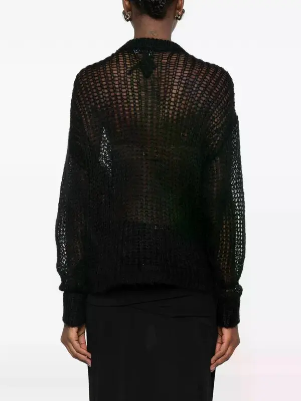 Attico Feather-appliqué Open Knit Sweater