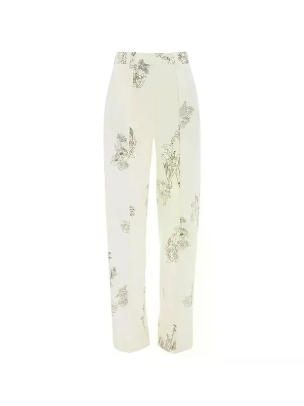 Victoria Beckham Wide-leg Floral Trousers - Neutrals