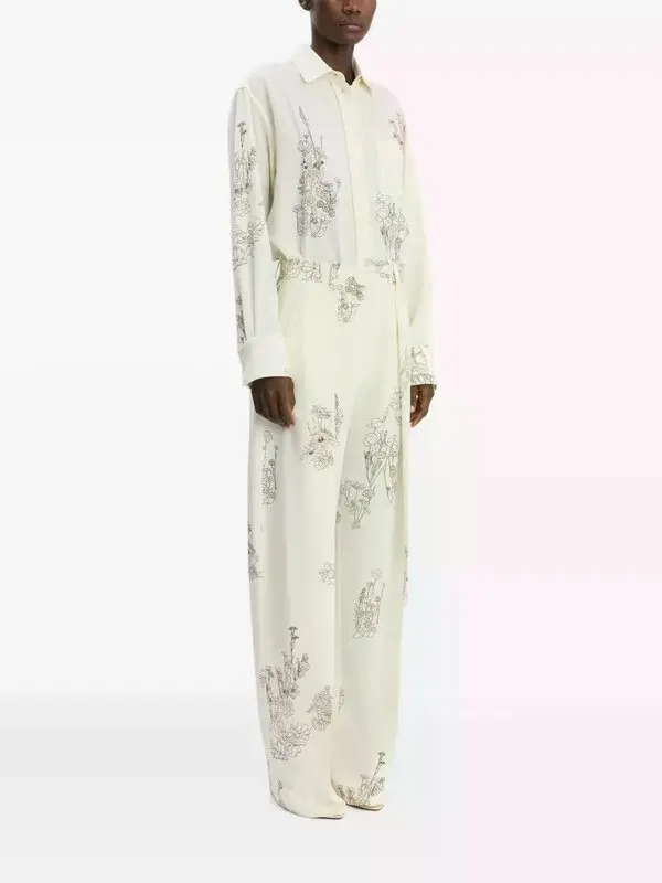 Victoria Beckham Wide-leg Floral Trousers - Neutrals