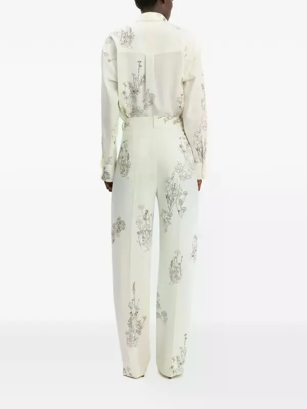 Victoria Beckham Wide-leg Floral Trousers - Neutrals