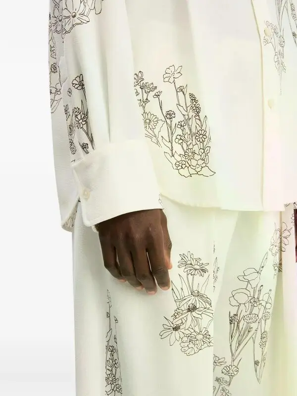 Victoria Beckham Wide-leg Floral Trousers - Neutrals