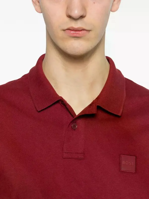 BOSS Buttoned Patch Polo Shirt - Red