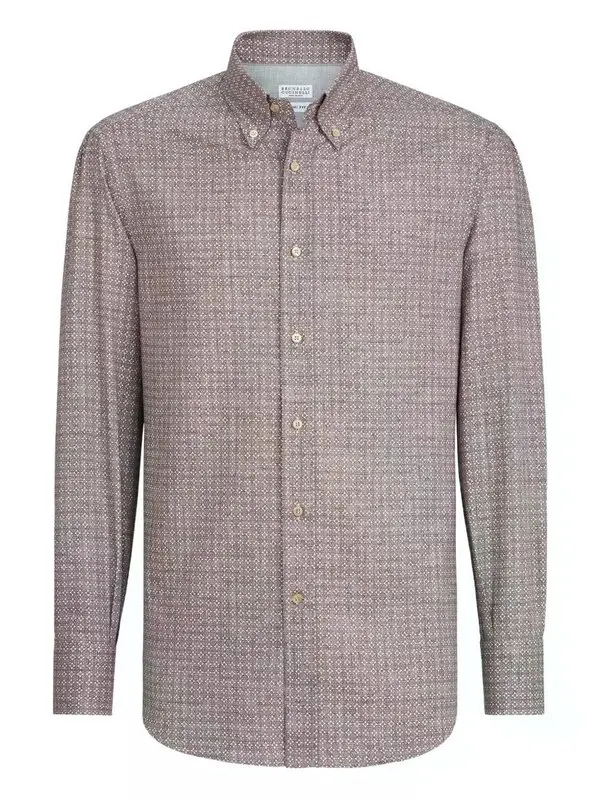 Brunello Cucinelli Flower-print Twill Shirt