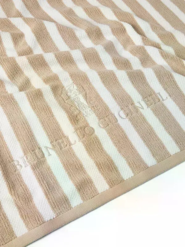 Brunello Cucinelli Striped Embroidered Beach Towel