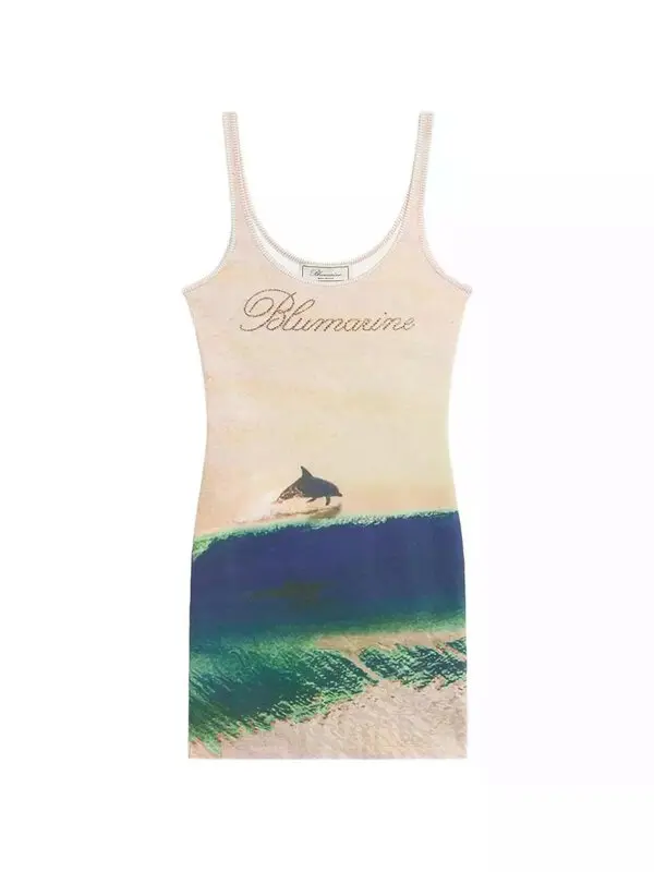 Blumarine Ribbed Print Dress