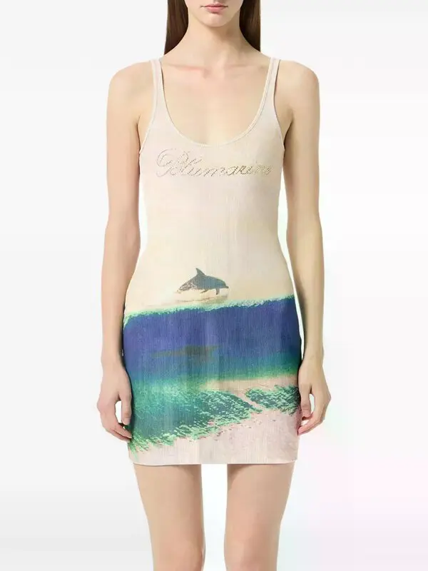 Blumarine Ribbed Print Dress