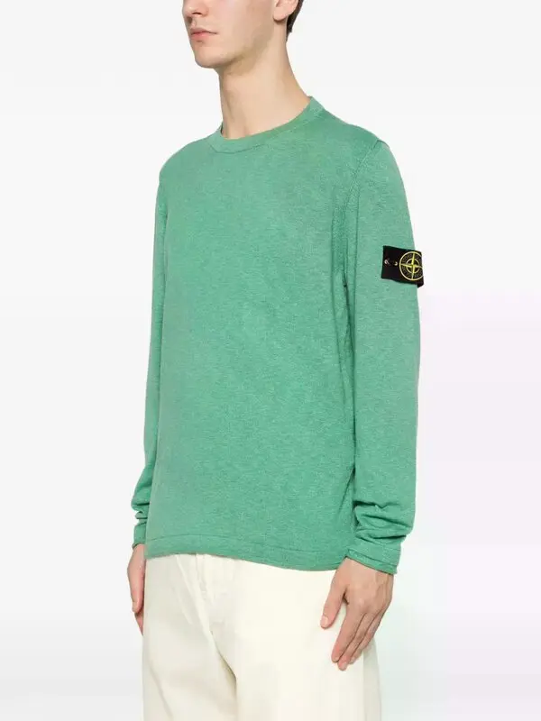 Stone Island Logo-patch Crew-neck Sweater - Green
