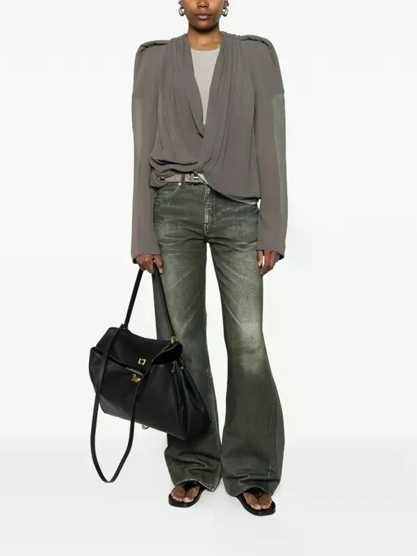 Rick Owens Maria Pleated Crossover Jacket - Brown