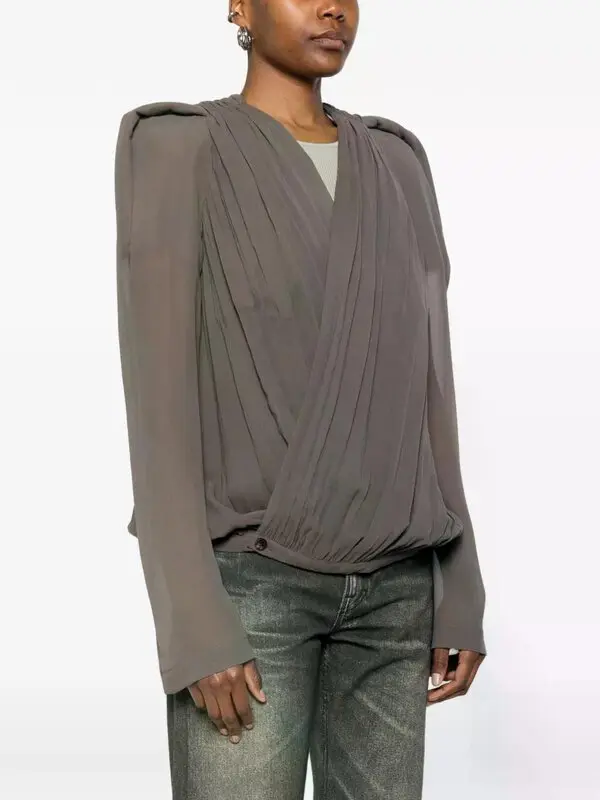 Rick Owens Maria Pleated Crossover Jacket - Brown