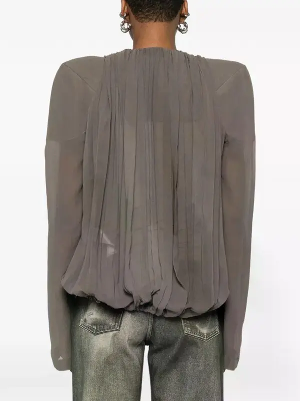 Rick Owens Maria Pleated Crossover Jacket - Brown