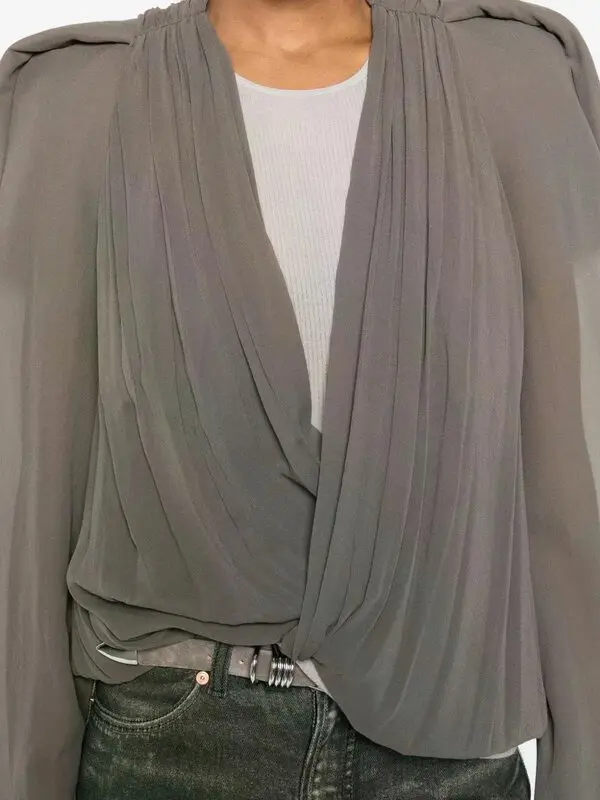 Rick Owens Maria Pleated Crossover Jacket - Brown