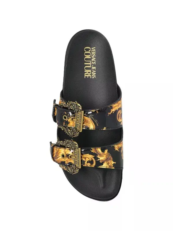 Versace Buckled Barocco-print Platform Sandals - Black
