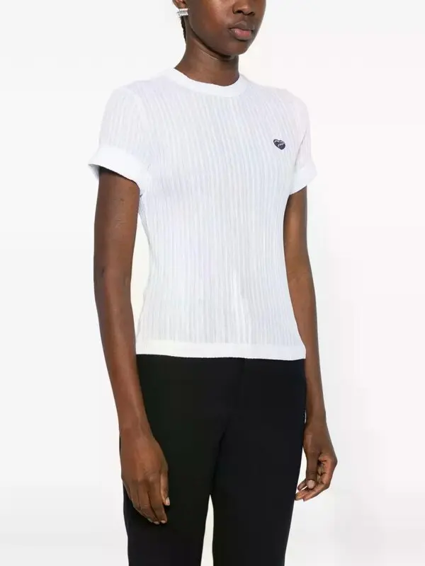 Maison Labiche Ribbed Heart-appliqué T-shirt