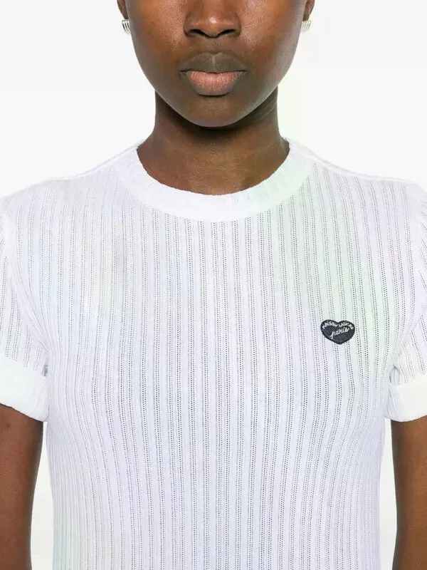 Maison Labiche Ribbed Heart-appliqué T-shirt