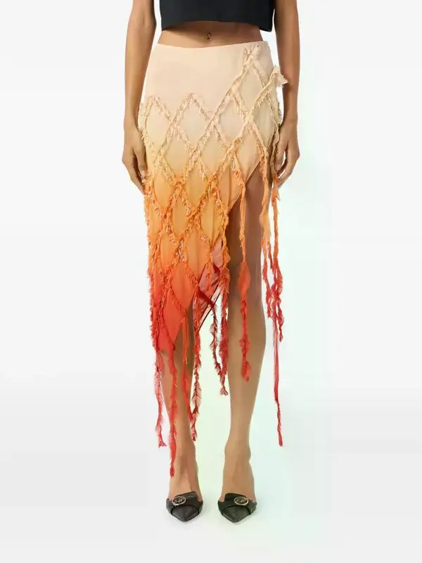 Blumarine Asymmetrical Fringed Skirt