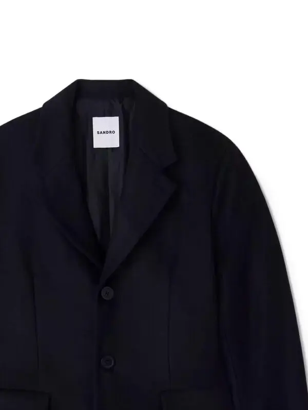 Sandro Wool And Cashmere Blend Coat - Blue