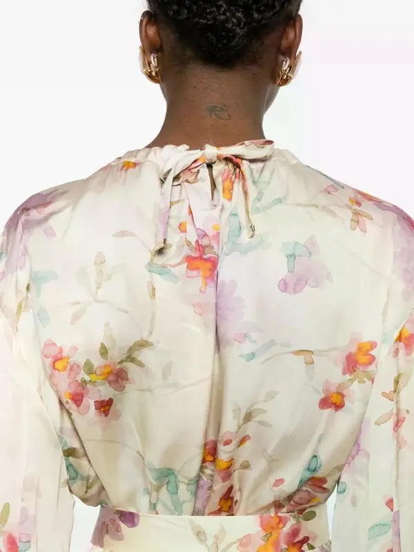 Herno Floral-pattern Mini Dress With Tie Waist