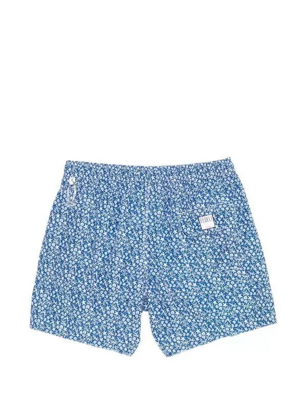 Fedeli Printed Swim Shorts - Blue
