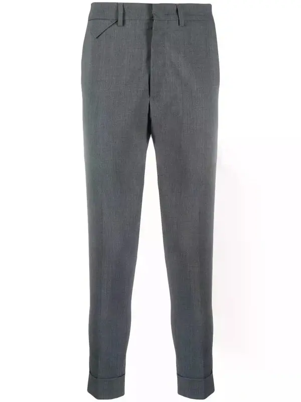 LOW BRAND Melange Effect Tailored Trousers - Grey