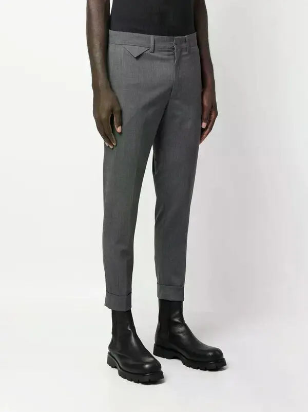 LOW BRAND Melange Effect Tailored Trousers - Grey