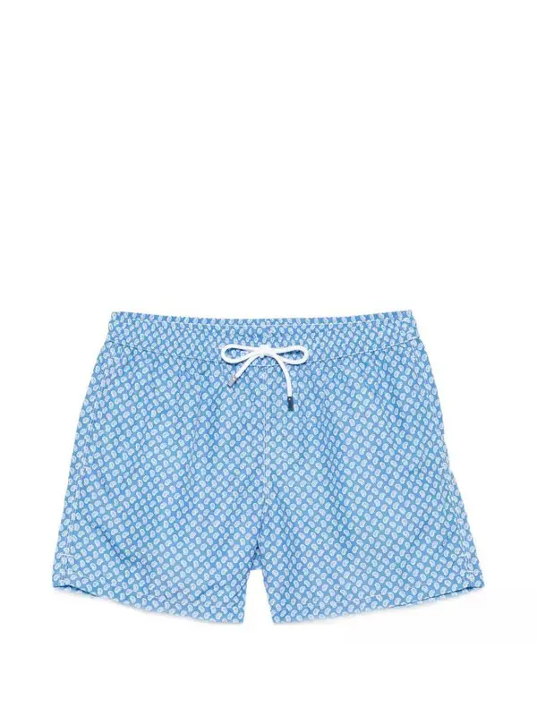 Fedeli Paisley Swim Shorts - Blue