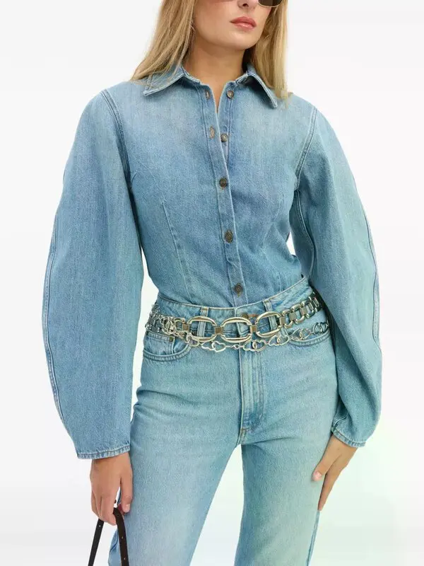 ROTATE BY BIRGER CHRISTENSEN Denim Shirt With Metal Buttons