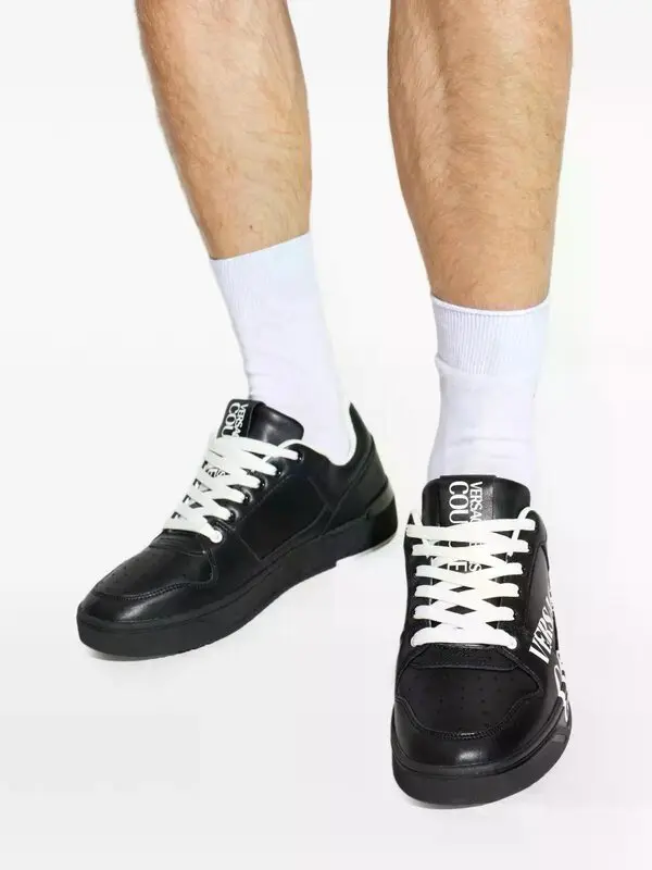 Versace Logo-print Leather Sneakers