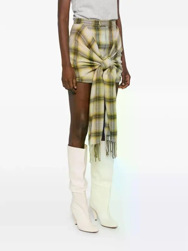 Mihara Yasuhiro Checked Mini Wrap Skirt