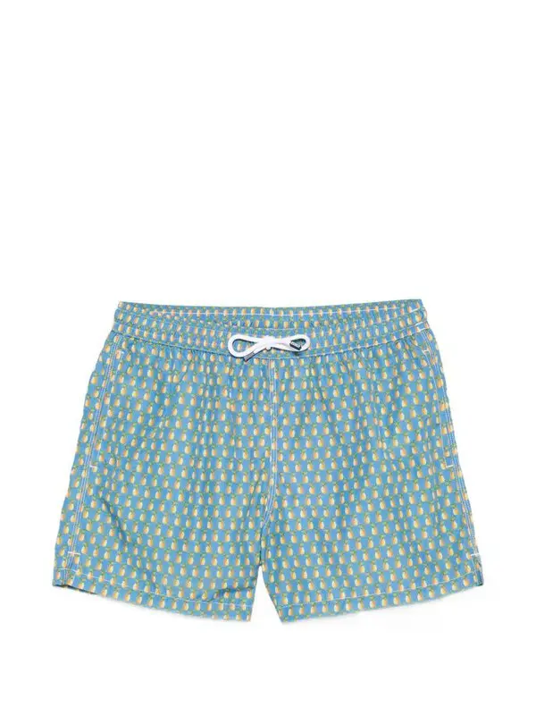 Fedeli Pineapple-print Swim Shorts - Blue